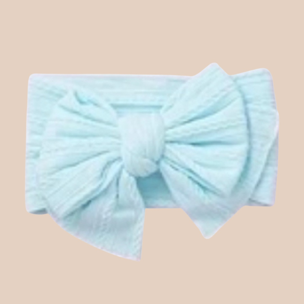 Big Bow Baby Cable Knit Headband | Blue – Oh Bubba