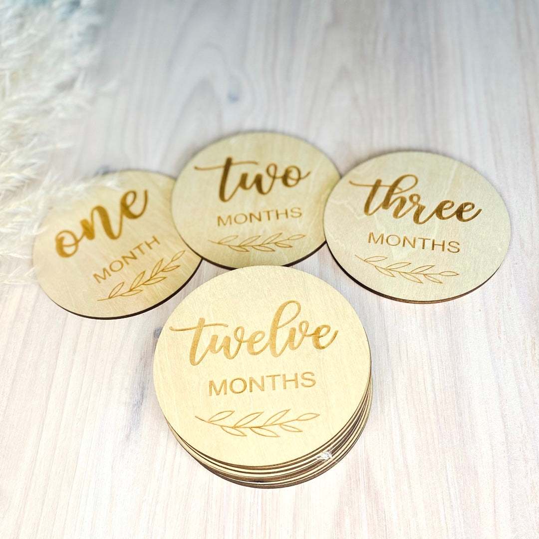 Baby Leaf Wooden Milestone Discs – Oh Bubba